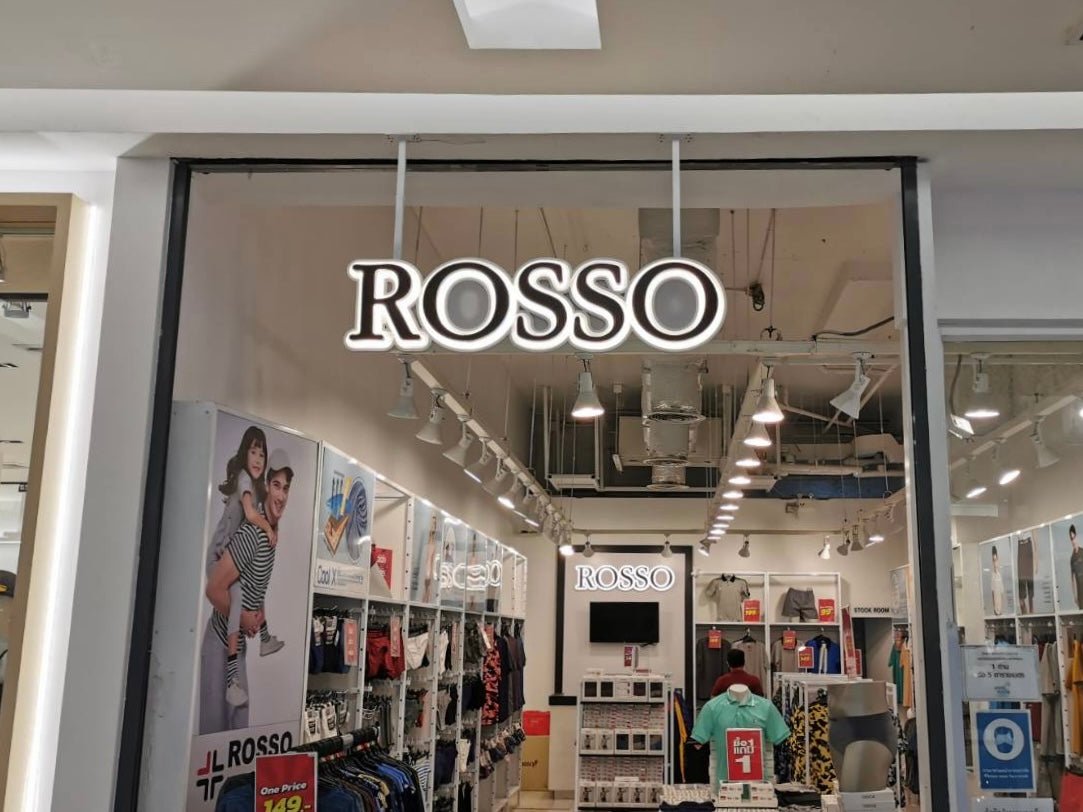 Ceiling sign hanging from the ceiling